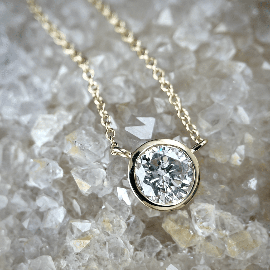 Diamond Bezel Necklace Pendant - Sholdt Jewelry Design
